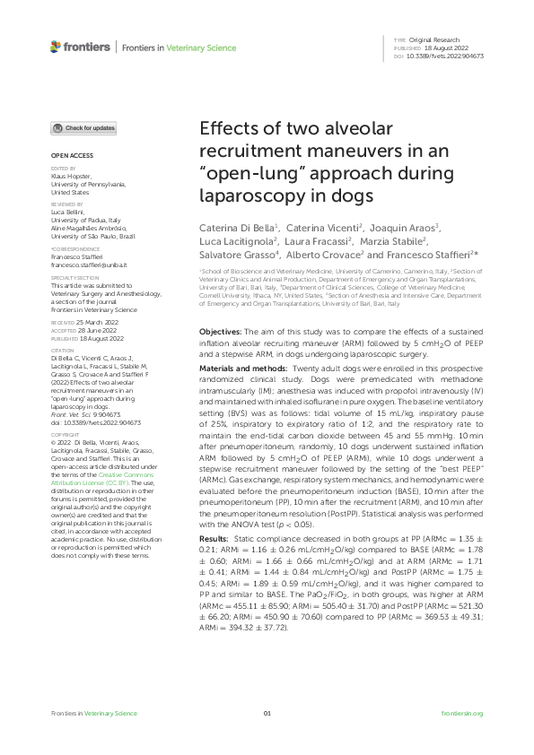 (PDF) Effects of two alveolar recruitment maneuvers in an “open-lung ...