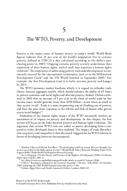 (PDF) The WTO, Poverty, and Development
