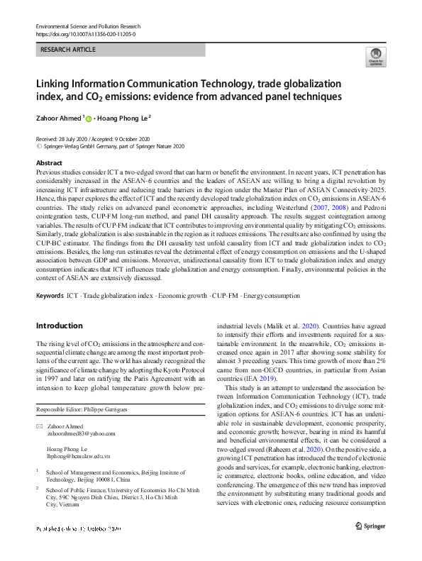 (PDF) Linking Information Communication Technology, trade globalization ...