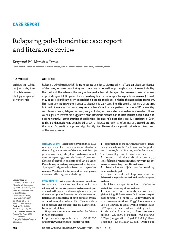 (PDF) Relapsing polychondritis: case report and literature review