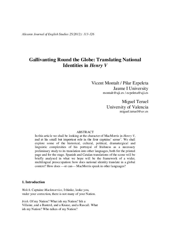 (PDF) Gallivanting Round the Globe: Translating National Identities in ...