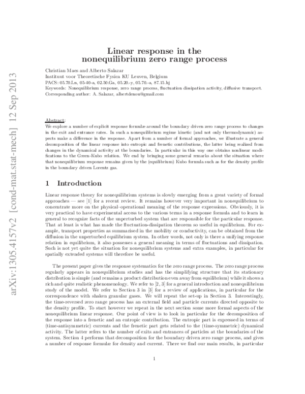 (PDF) Linear response in the nonequilibrium zero range process