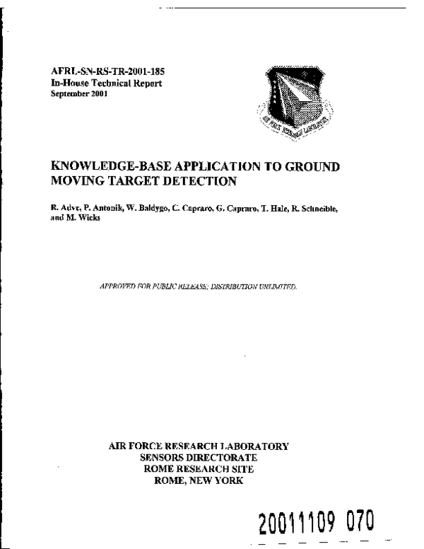 (PDF) Knowledge-Base Application to Ground Moving Target Detection