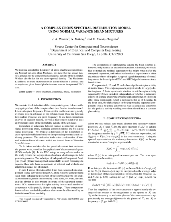 (PDF) A complex cross-spectral distribution model using Normal Variance ...