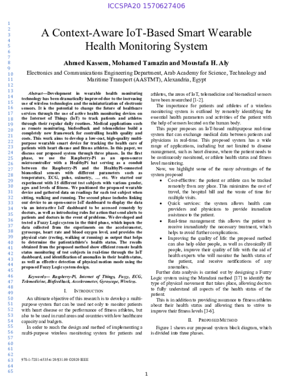 (PDF) IoT-Based Smart Wearable Health Monitor