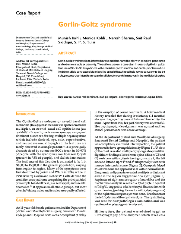 (PDF) Gorlin-Goltz syndrome