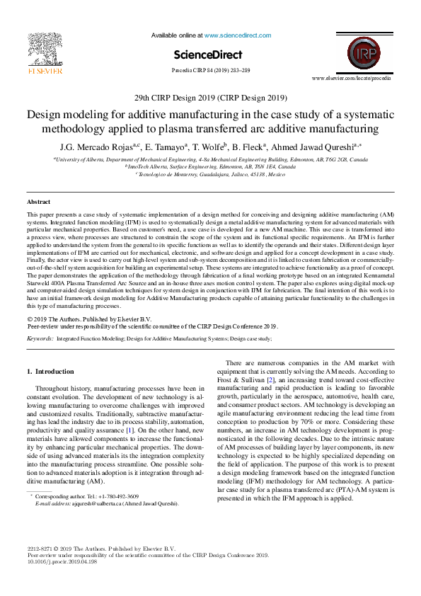 (PDF) Design modeling for additive manufacturing in the case study of a systematic methodology ...