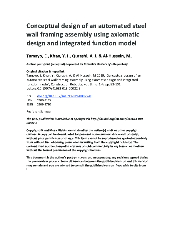 (PDF) Automated Design of Steel Wall Framing