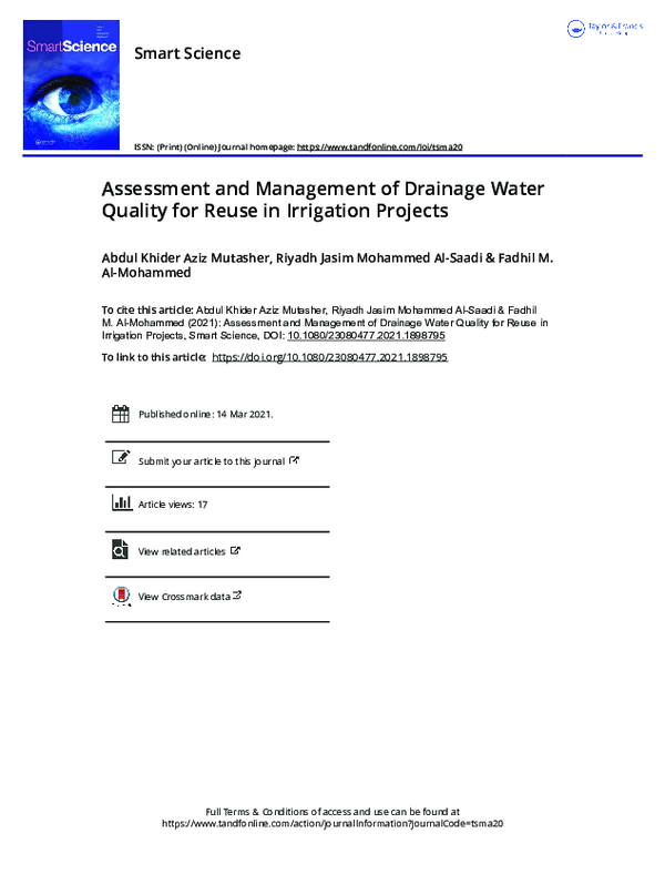 (PDF) Assessment and Management of Drainage Water Quality for Reuse in ...