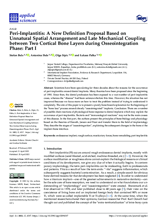 (PDF) Peri-Implantitis: A New Definition Proposal Based on Unnatural ...