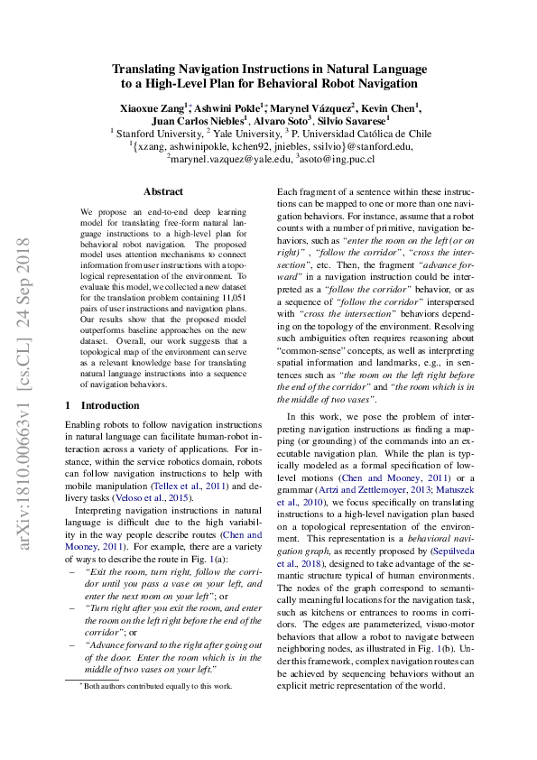 (PDF) Translating Navigation Instructions in Natural Language to a High-Level Plan for ...