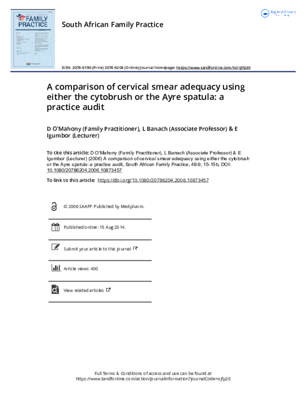 (PDF) A comparison of cervical smear adequacy using either the ...