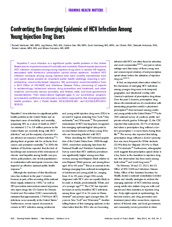 (PDF) Confronting the Emerging Epidemic of HCV Infection Among Young ...