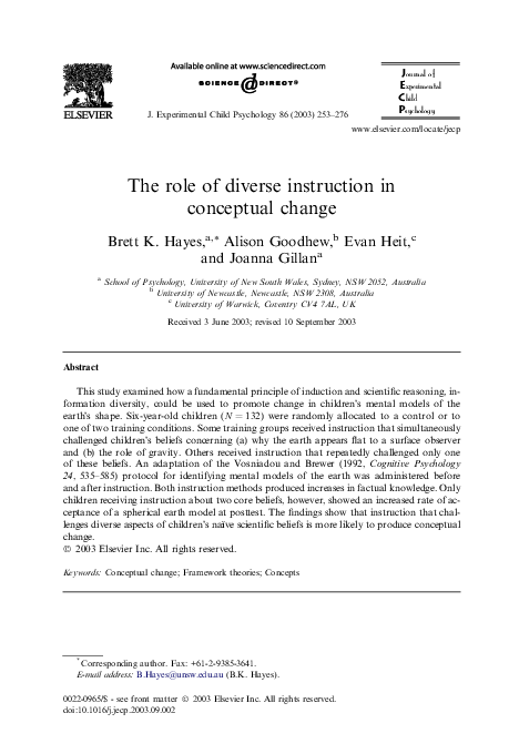 (PDF) The role of diverse instruction in conceptual change
