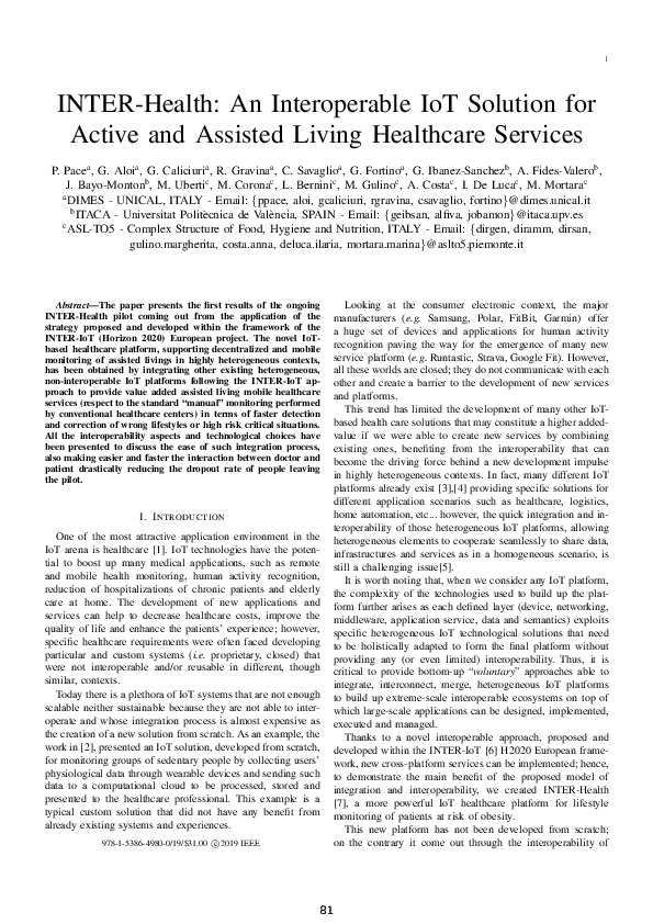 (PDF) INTER-Health: An Interoperable IoT Solution for Active and Assisted Living Healthcare Services