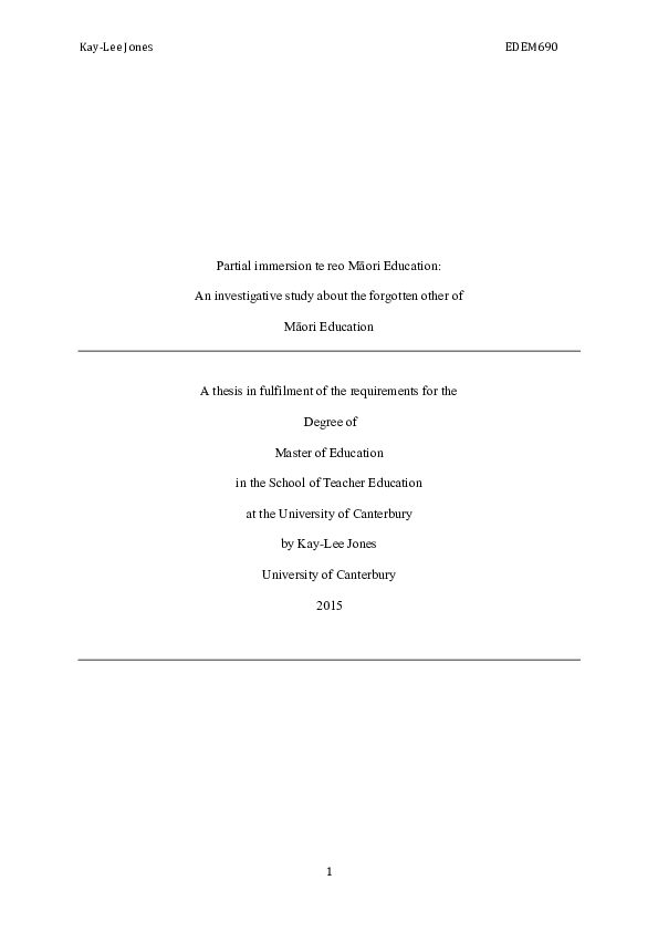 (PDF) Partial immersion te reo Māori Education : An investigative study ...