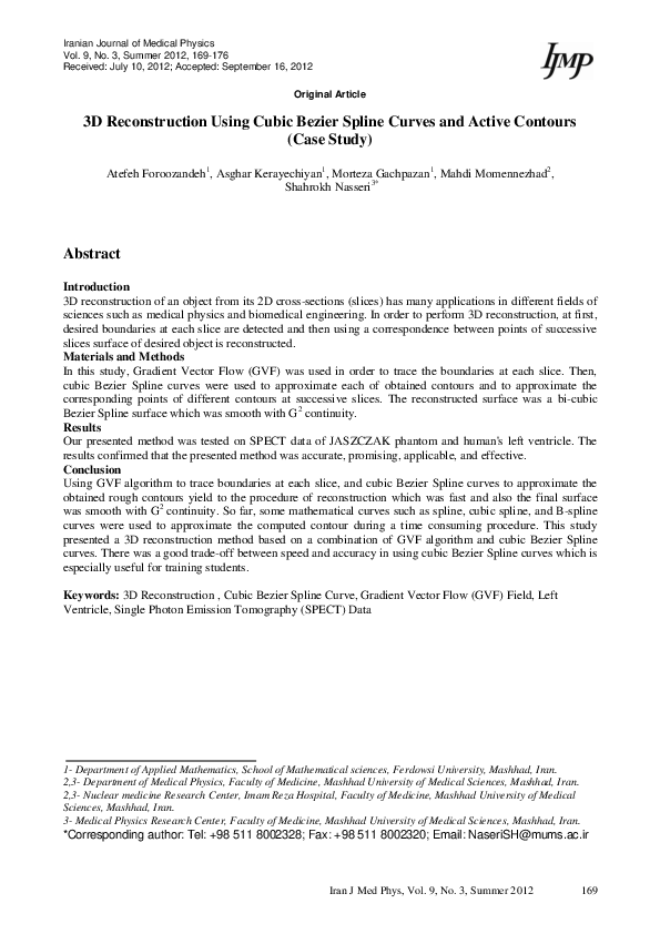 Pdf 3d Reconstruction Using Cubic Bezier Spline Curves And Active