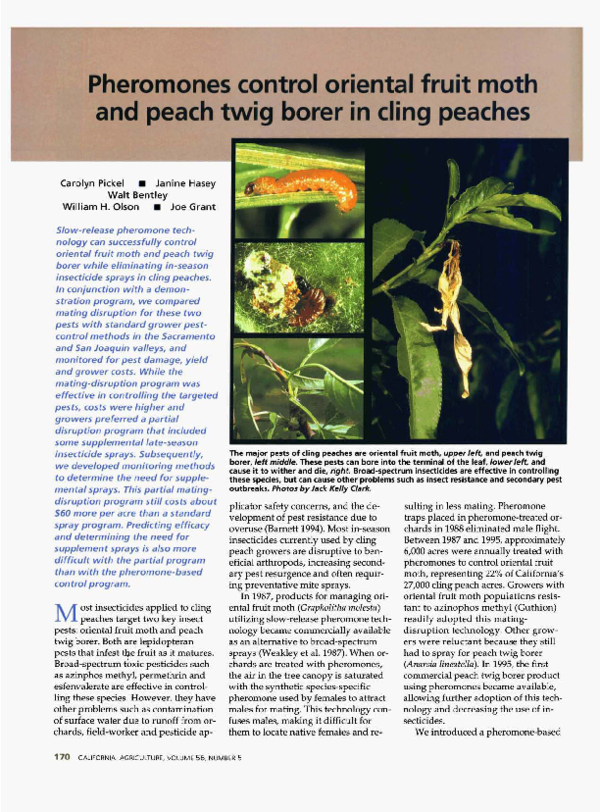 (PDF) Pheromones control oriental fruit moth and peach twig borer in ...