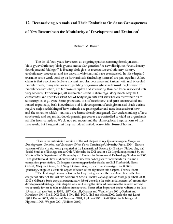 (PDF) Reconceiving Animals and Their Evolution: On Some Consequences of ...