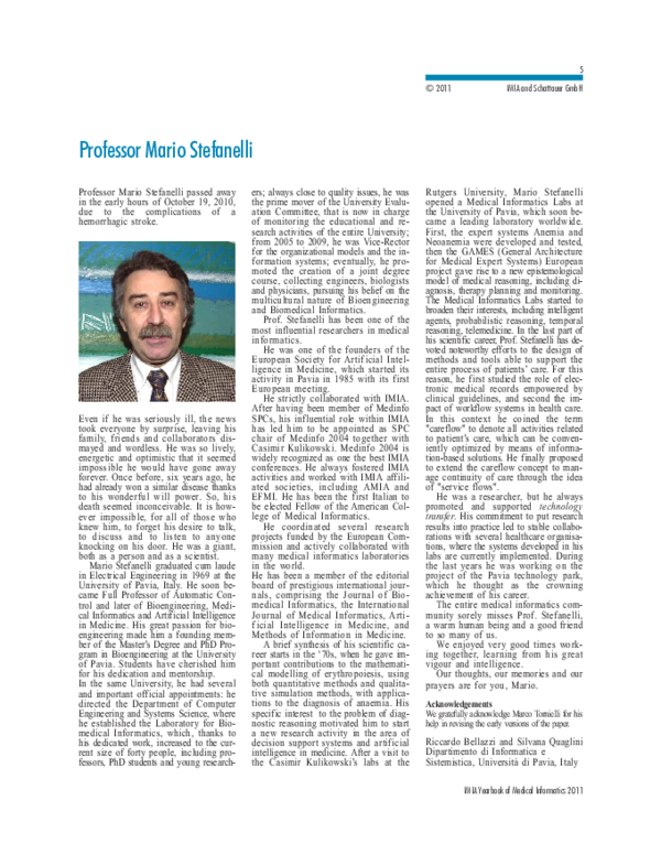 (PDF) Professor Mario Stefanelli