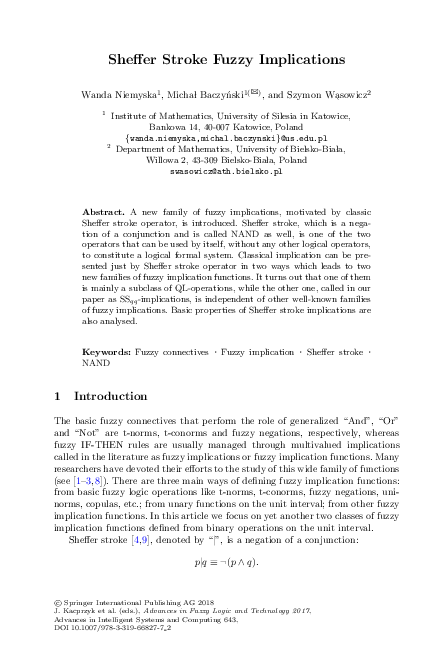 (PDF) Sheffer Stroke Fuzzy Implications