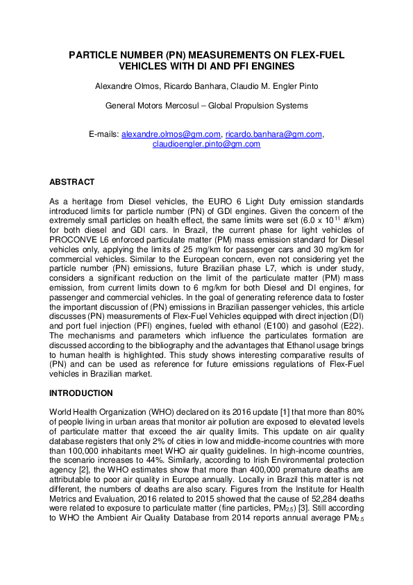 (PDF) Particle Number (PN) Measurements on Flex-Fuel Vehicles with DI ...