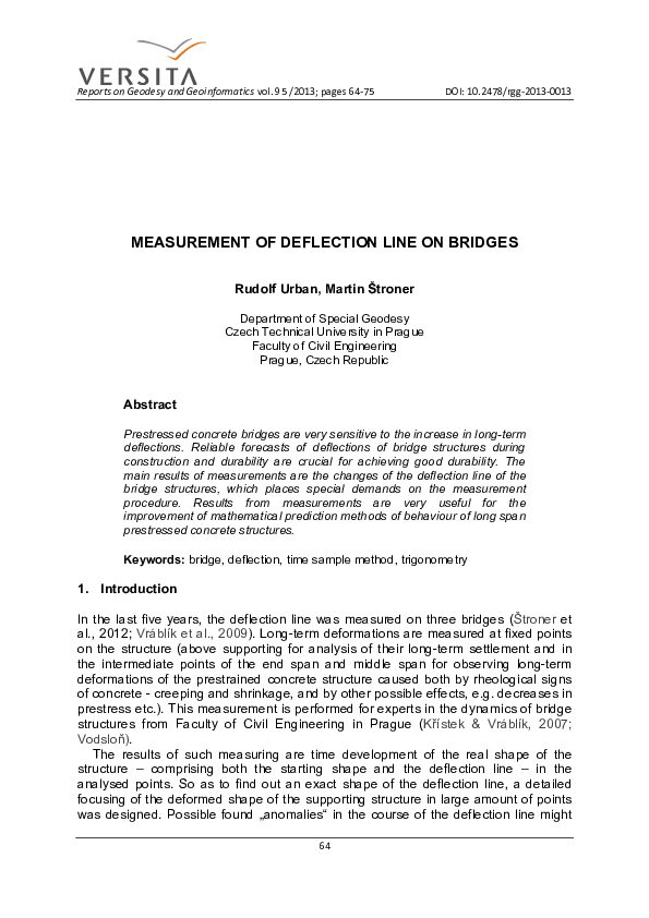 (PDF) Measurement of Deflection Line on Bridges