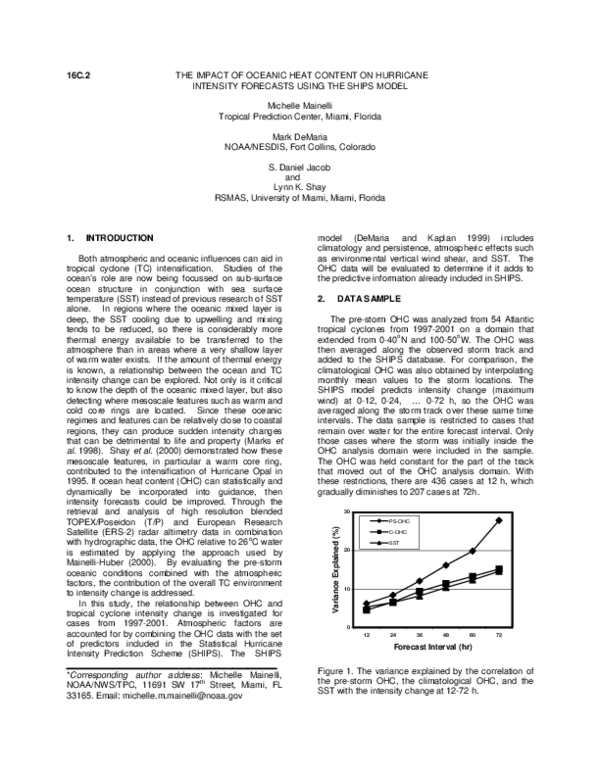 (PDF) The Impact of Oceanic Heat Content on Hurricane Intensity ...