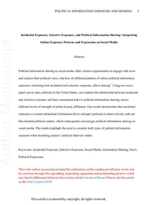 (PDF) Incidental Exposure, Selective Exposure, and Political ...