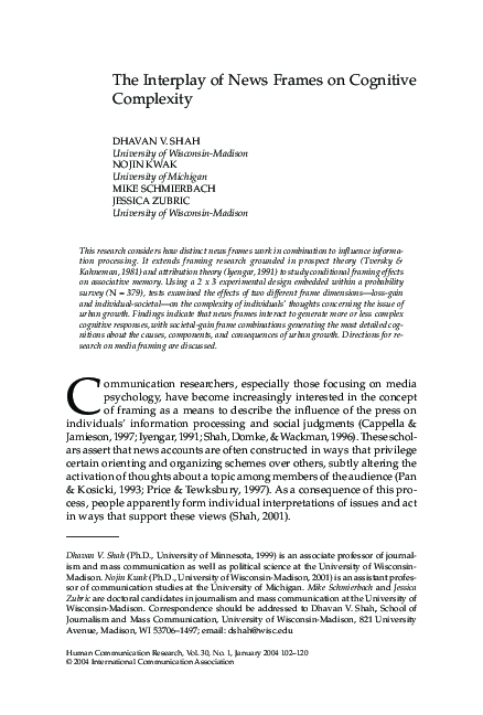 (PDF) The Interplay of News Frames on Cognitive Complexity