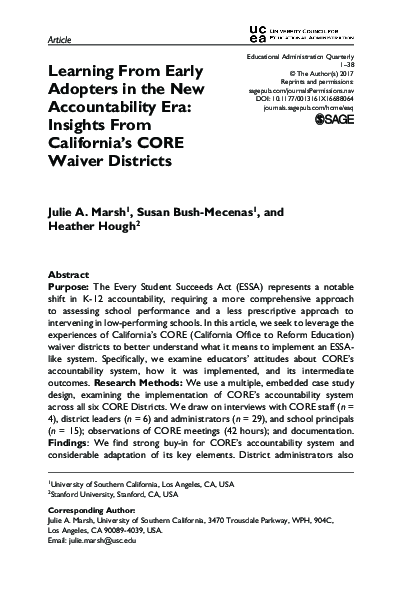 (PDF) Learning From Early Adopters in the New Accountability Era ...