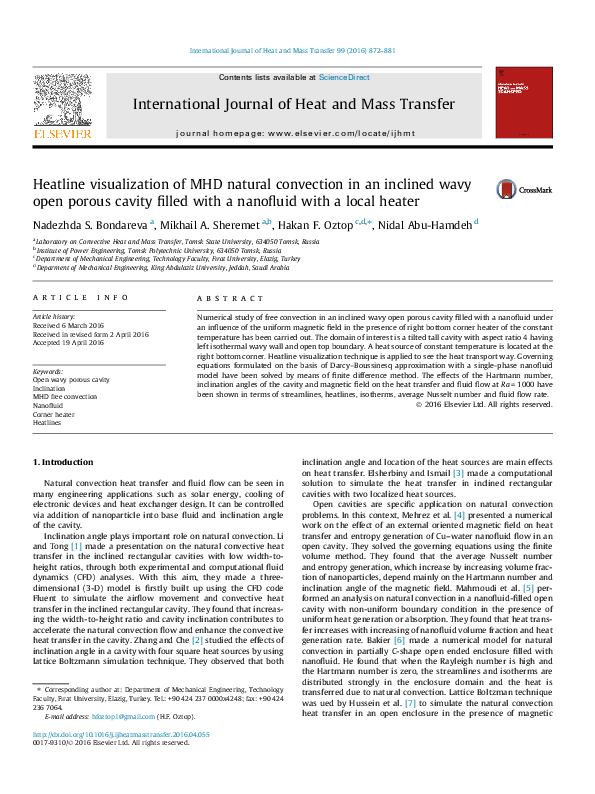 (PDF) MHD boundary layer flow and heat transfer in an inclined porous square cavity filled with ...