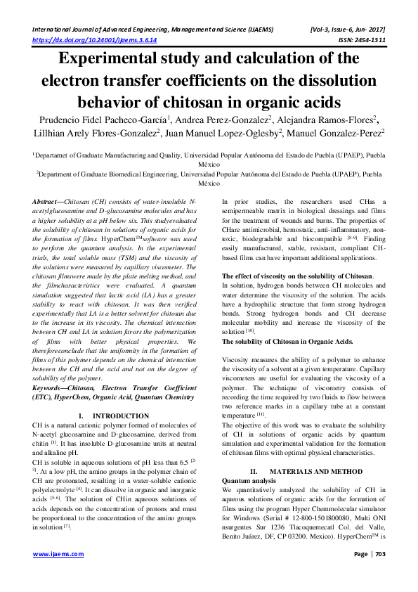 (PDF) Experimental study and calculation of the electron transfer ...