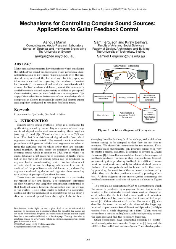(PDF) Mechanisms For Controlling Complex Sound Sources : Applications ...