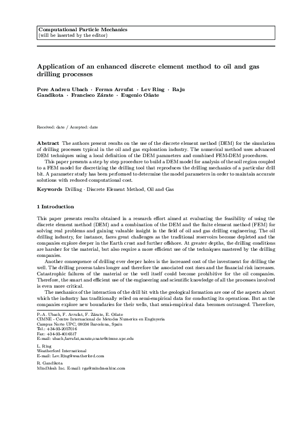 (PDF) Application of an enhanced discrete element method to oil and gas ...