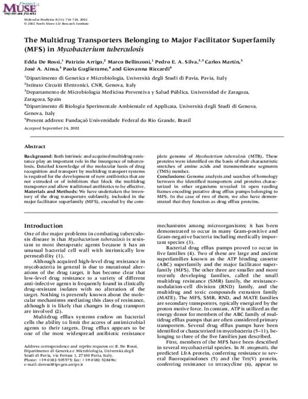 (PDF) The Multidrug Transporters Belonging to Major Facilitator ...