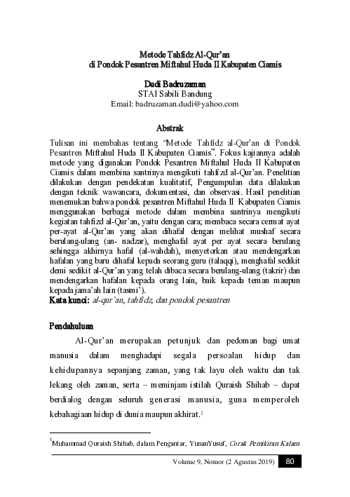 (PDF) Metode Tahfidz Al-Qur’an