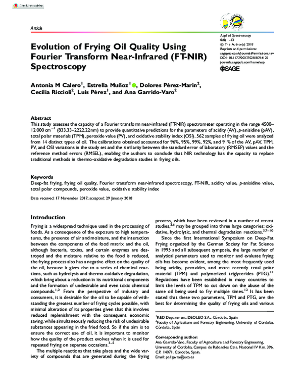 (PDF) Evolution of Frying Oil Quality Using Fourier Transform Near ...