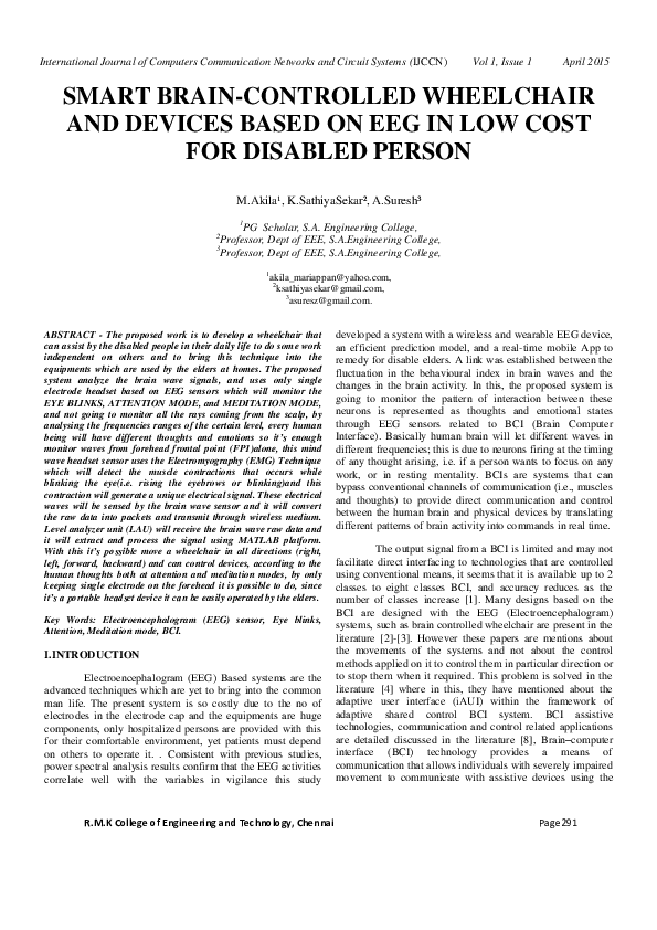 (PDF) Smart Brain-Controlled Wheelchair and Devices Based on Eeg in Low ...