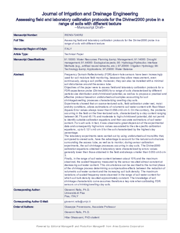 (PDF) Assessing Field and Laboratory Calibration Protocols for the ...