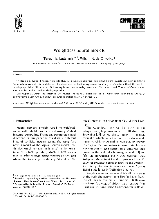 (PDF) Weightless neural models