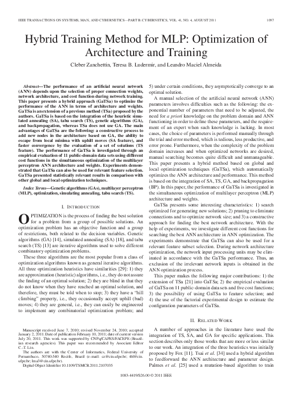(PDF) Hybrid Training Method for MLP: Optimization of Architecture and ...