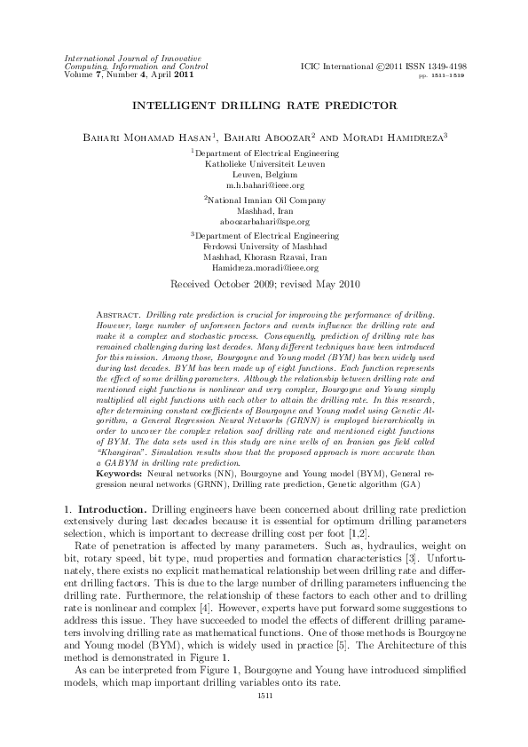 Pdf Intelligent Drilling Rate Predictor