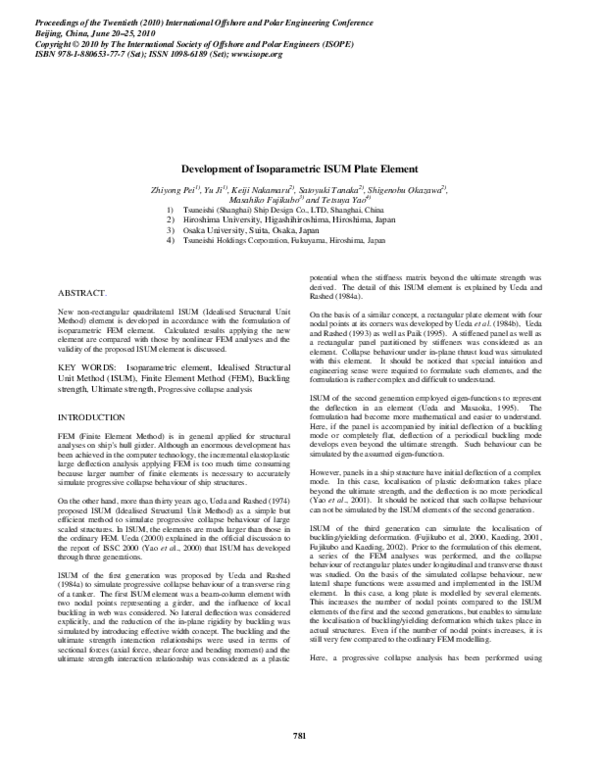 (PDF) Development of Isoparametric ISUM Plate Element | Masahiko Fujikubo - Academia.edu