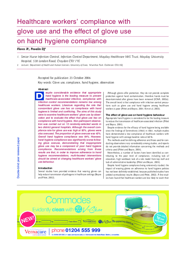 (PDF) Healthcare workers' compliance with glove use and the effect of ...