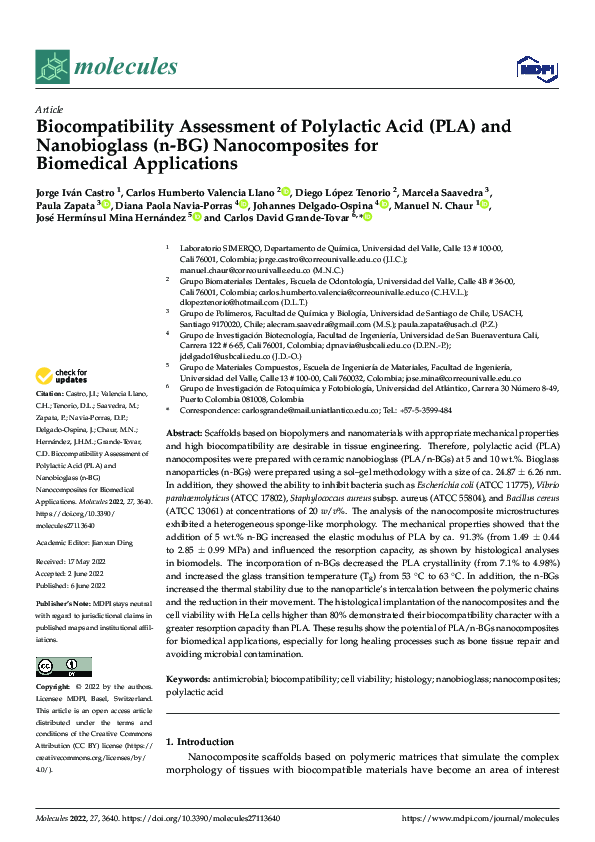 (PDF) Biocompatibility Assessment of Polylactic Acid (PLA) and Nanobioglass (n-BG ...