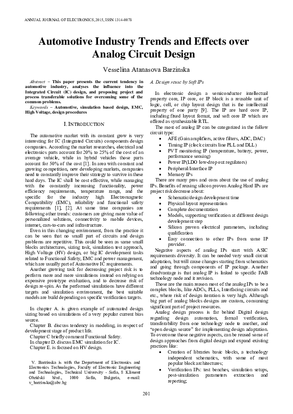 (PDF) Automotive Industry Trends and Effects over Analog Circuit Design