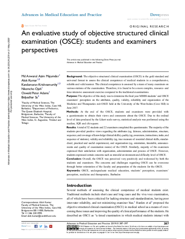 (PDF) An evaluative study of objective structured clinical examination ...