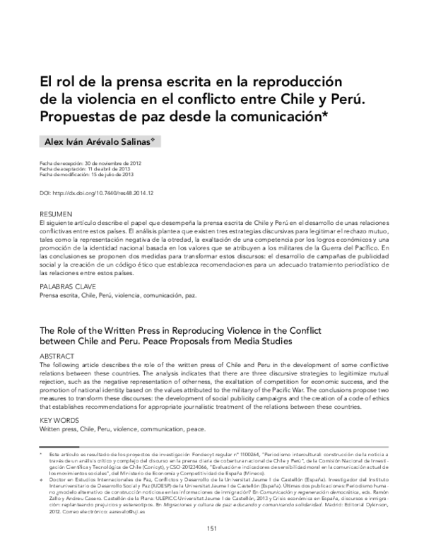 Pdf El Rol De La Prensa Escrita En La Reproducción De La Violencia En