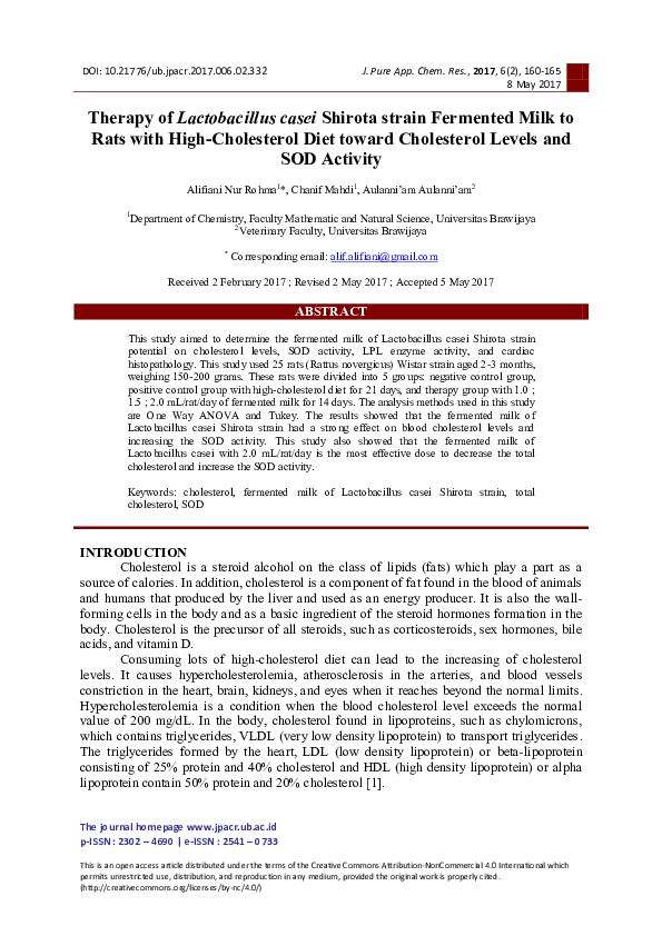 (PDF) Therapy of Lactobacillus casei Shirota strain Fermented Milk to ...